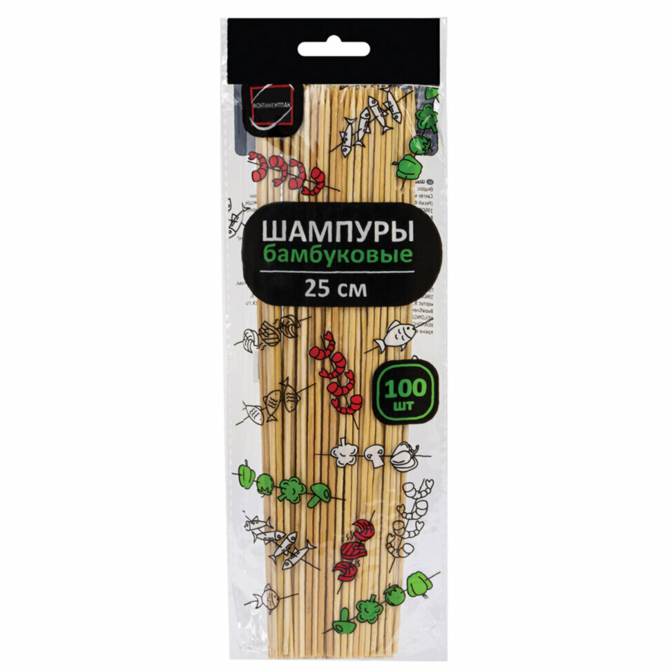 Шпажки-шампуры для шашлыка бамбуковые 25 см, 100 штук, КП, 107949, 700661