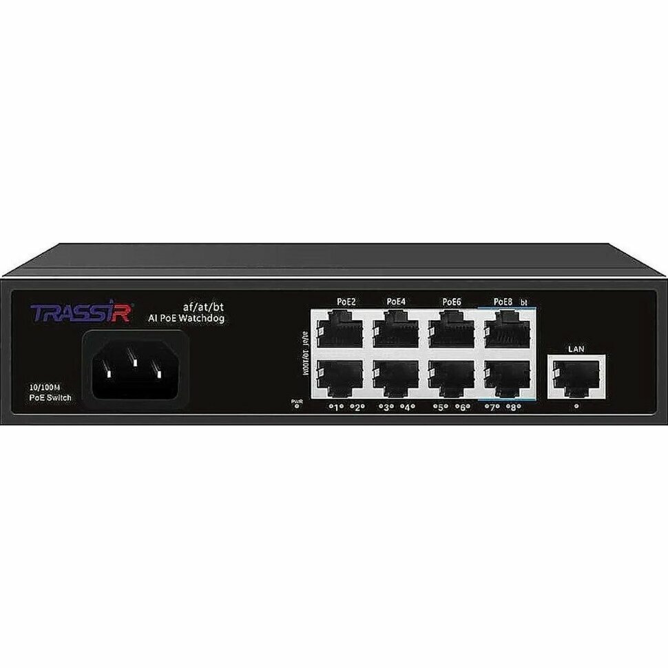 Коммутатор Trassir TR-NS1109-120-8PoE неуправляемый, 2062429
