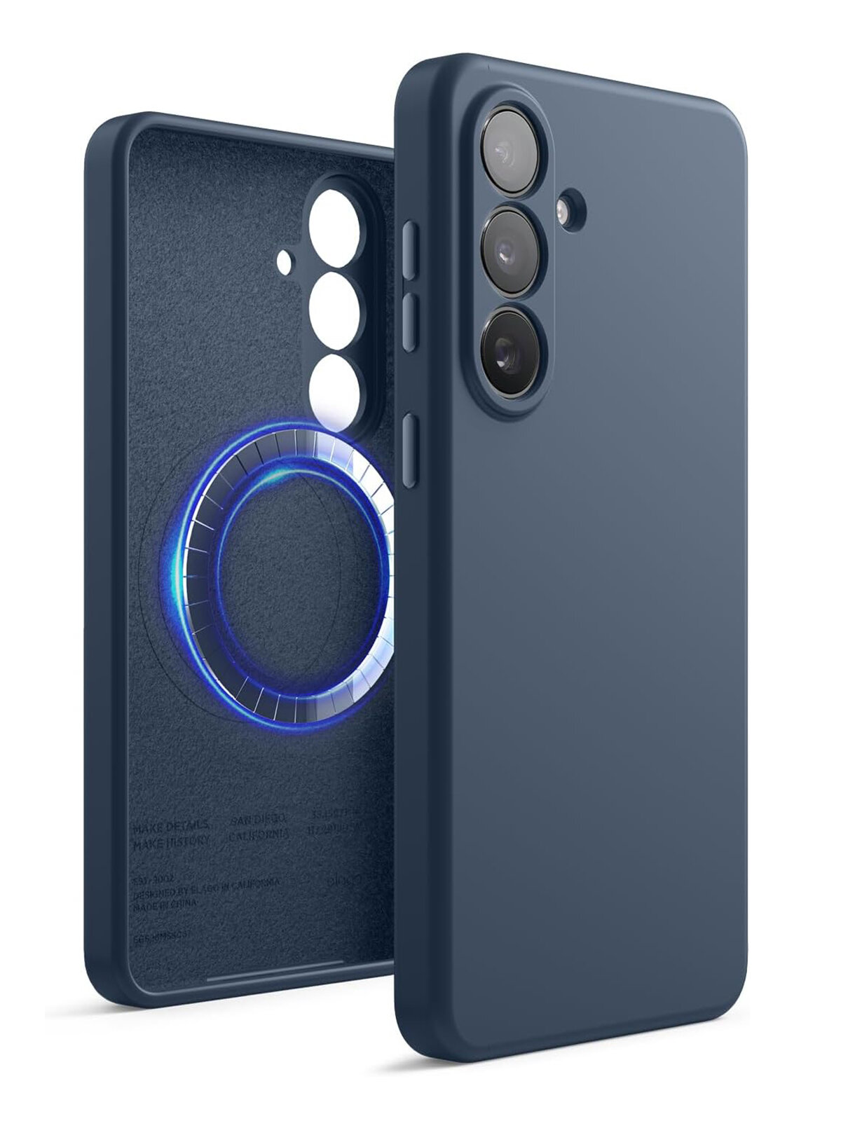 Чехол Elago для Samsung S26+, с магнитами MagSafe, с микрофиброй внутри, с покрытием soft touch, синий