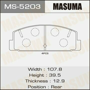 Колодки задние MAZDA ATENZA MASUMA MS-5203