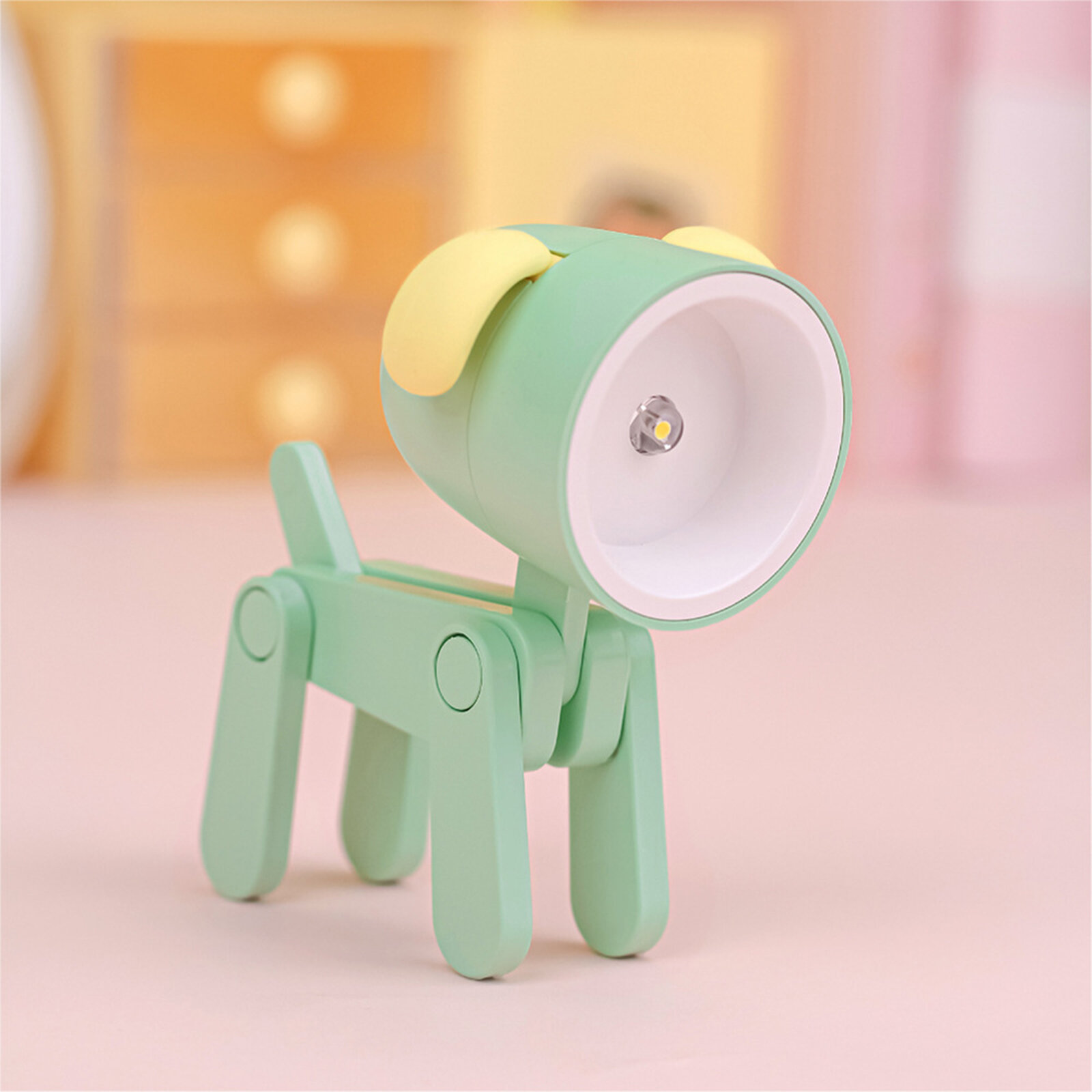 Настольная Лампа Cute Dog 3x6x8cm с Регулируемым Светодиодом с Держателем Мобильного Телефона для Спальни Зеленого Цвета