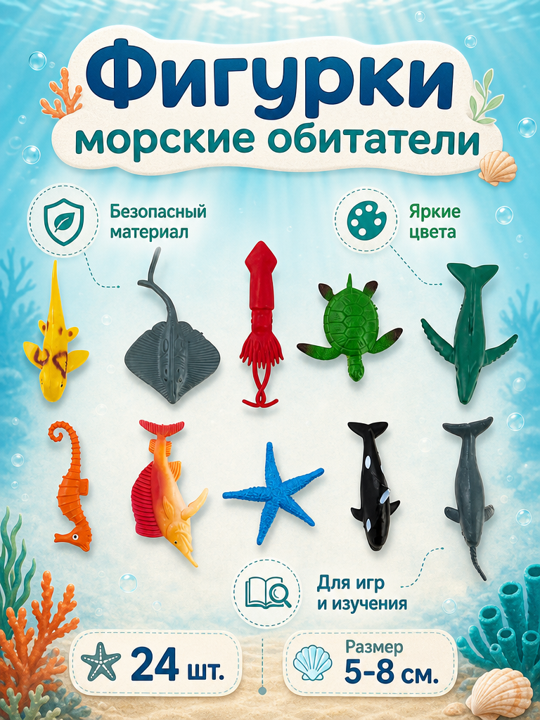 JOYNEST Морские обитатели фигурки набор игрушки маленькие обучающие