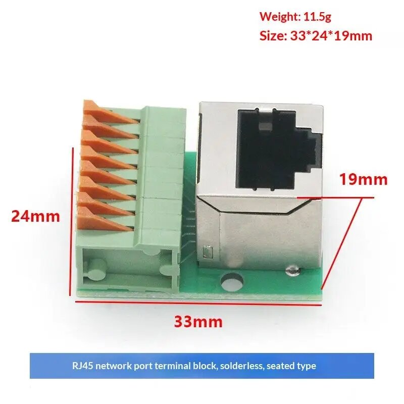 Клеммный блок RJ45, Color: A2, 33*24*19мм