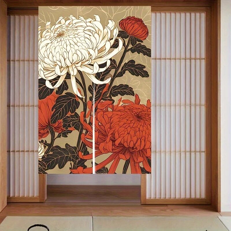Текстильная занавеска Ukiyoe с хризантемой 70x120cm