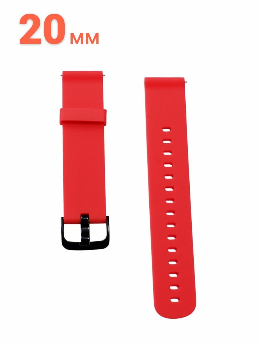 Ремешок силиконовый 20 мм для смарт часов Amazfit Bip, GTS/ Samsung Galaxy Watch 4, 5, 6/ Honor Choice/ Huawei/ Garmin