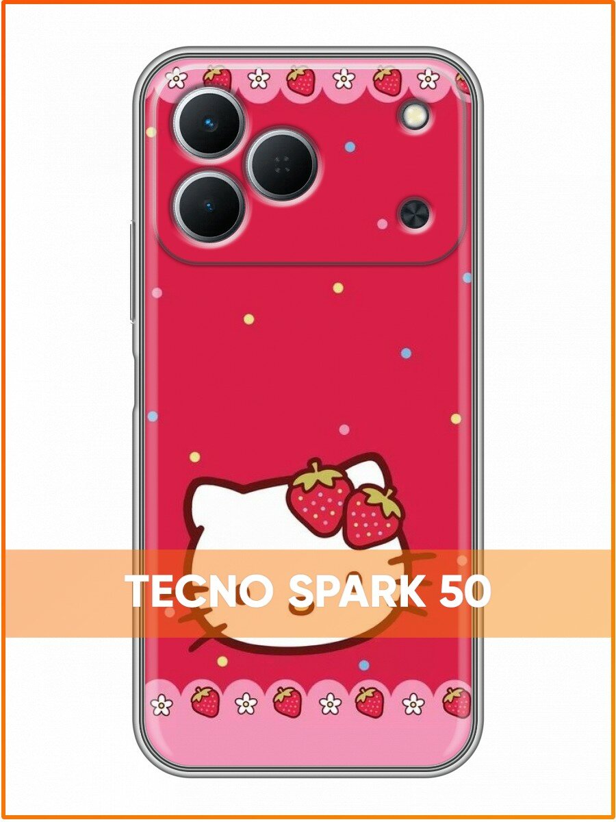 Чехол для Tecno Spark 50 с принтом для девочек с Хеллоу Китти (Техно Спарк 50)