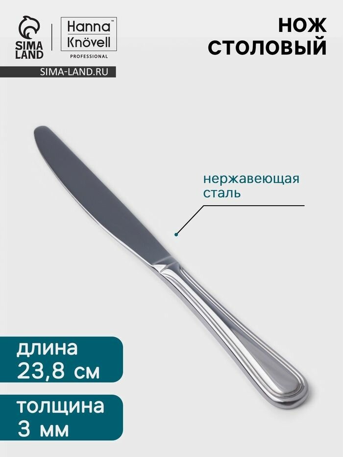 Нож столовый Hanna Kn vell Oester, длина 23.8 см, толщина 3 мм, нержавеющая сталь, серебристый