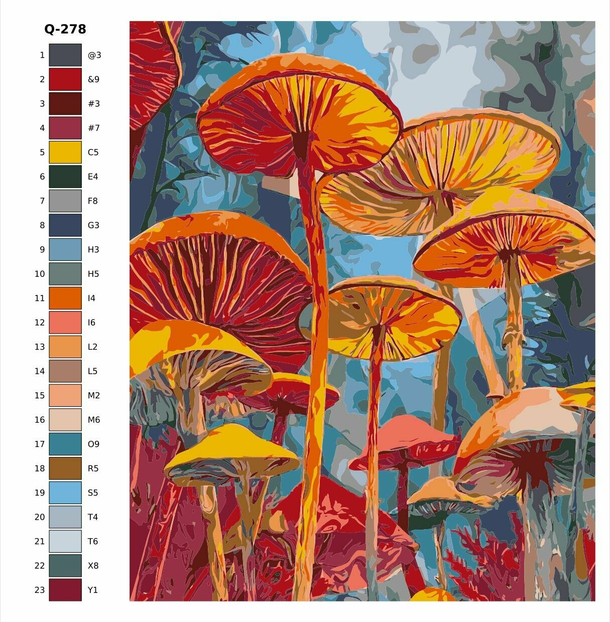 Картина по номерам Q278 "Яркие грибы" 40x50