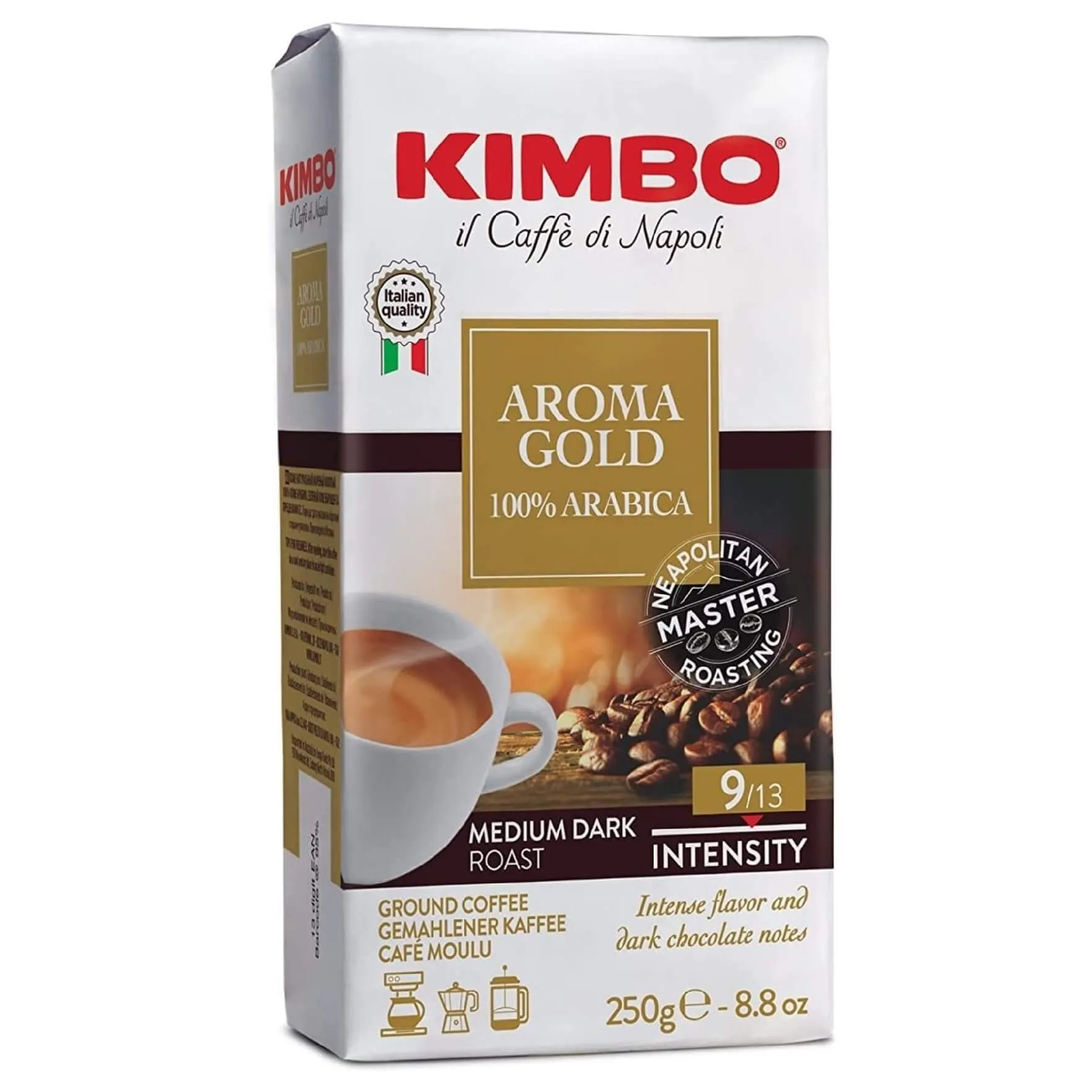 Кофе молотый Kimbo Gold100% Арабика, 250 грамм, вакуумная упаковка