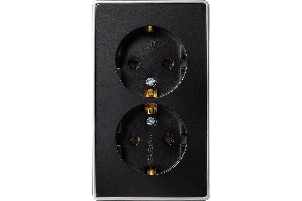 Розетка 2-местная Smartbuy 16А с заземлением черная Сириус () SBE-07b-16-S2-Z