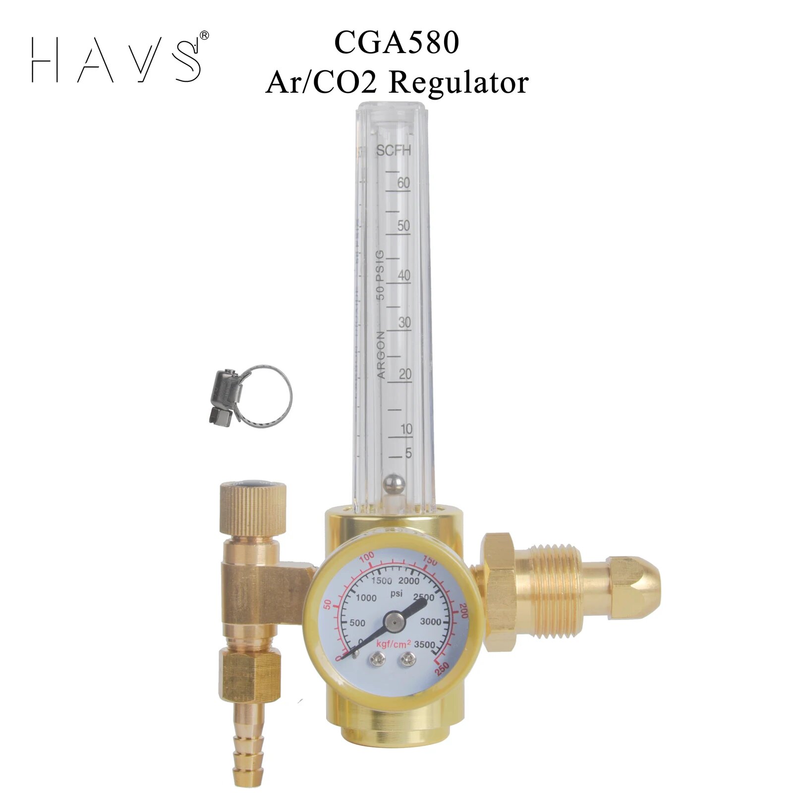 Латунный расходомер газа HA&VS 0-60CFH CGA580