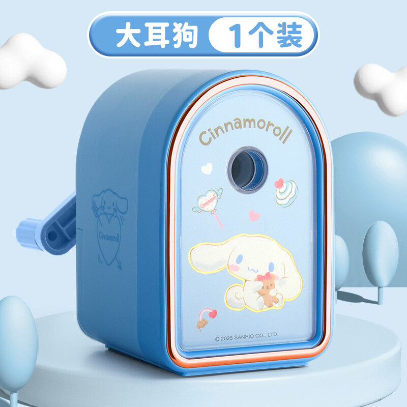 Точилка для карандашей Sanrio Kuromi, вращающаяся точилка для детей, учеников начальной школы, карандашная точилка с ручным приводом в виде мультяшного персонажа