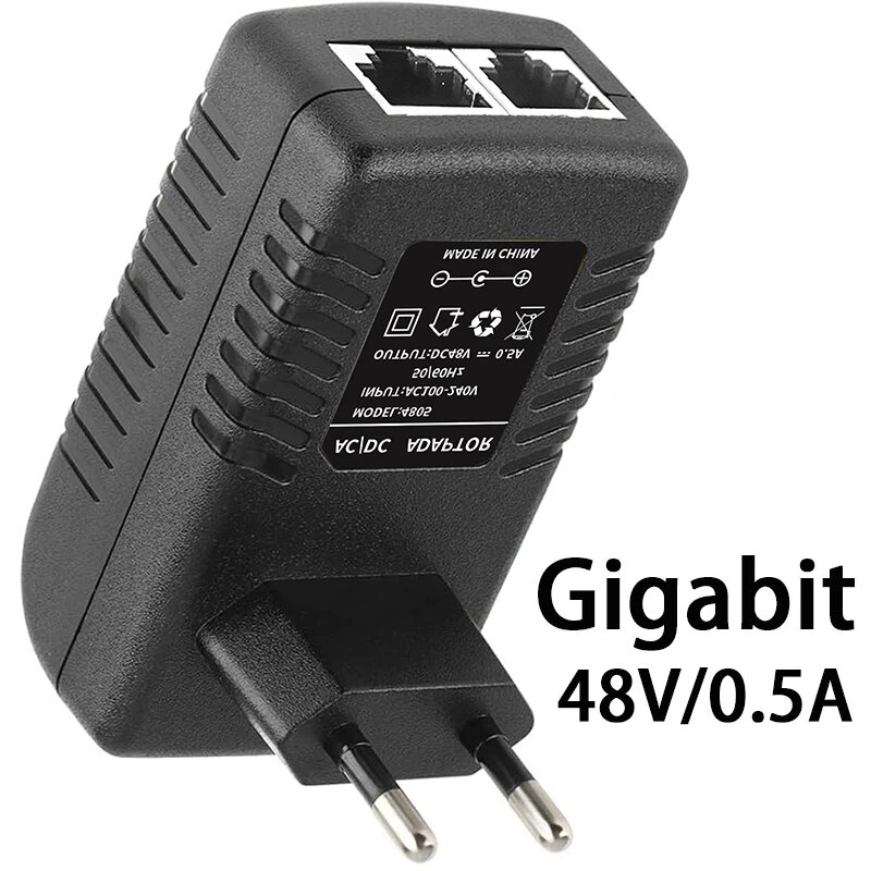 Адаптер питания PoE 48В 0.5А для IP-камер EU plug