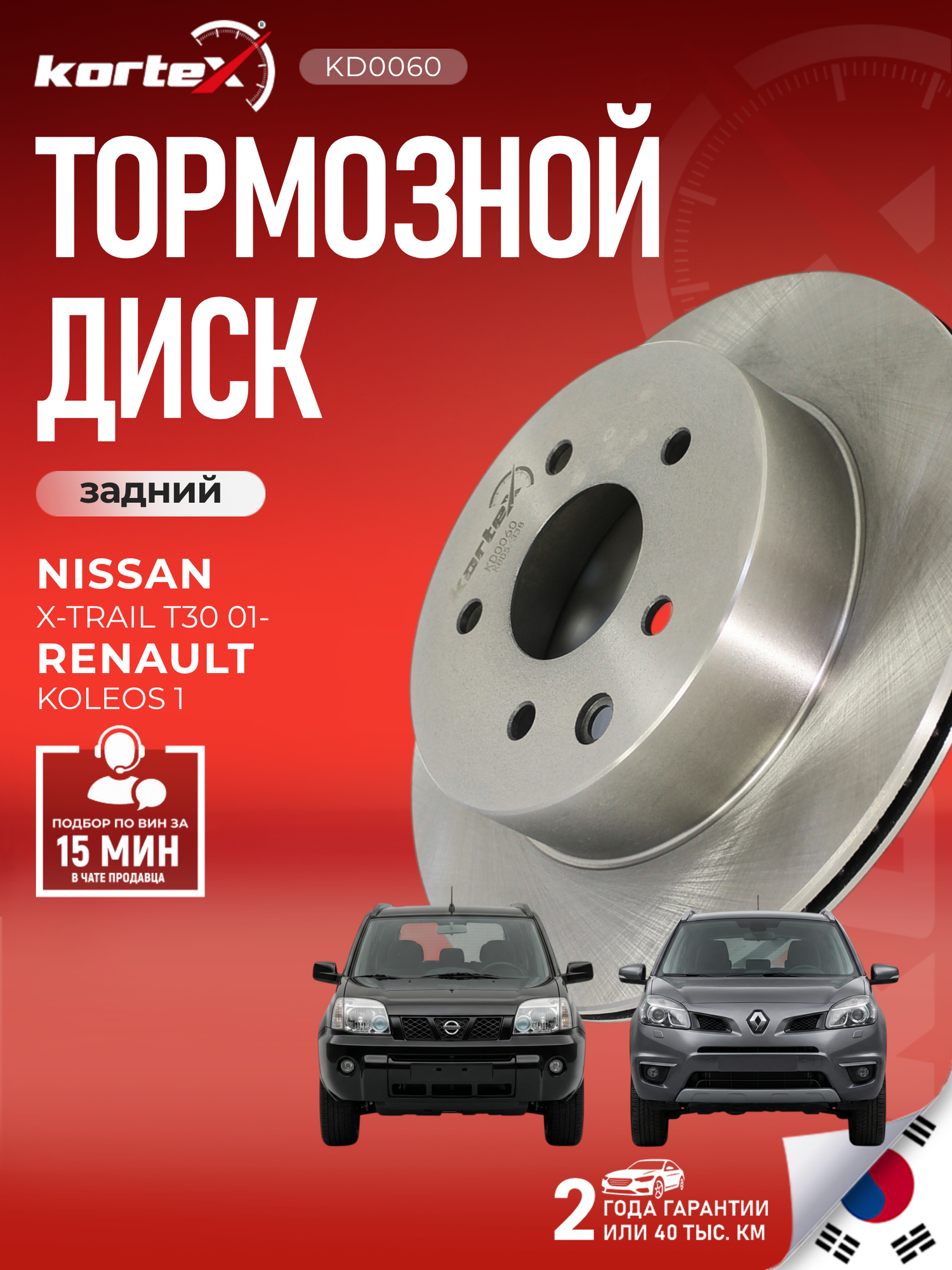 Диск тормозной задний Ниссан Кашкай Жук Икстрейл Лиф; Рено Колеос