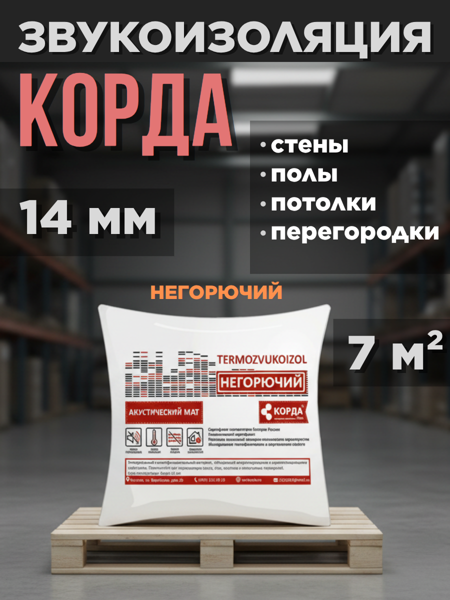 Шумоизоляция стен в квартире звукоизоляционный ковер на стену Корда негорючий 14мм 7м²