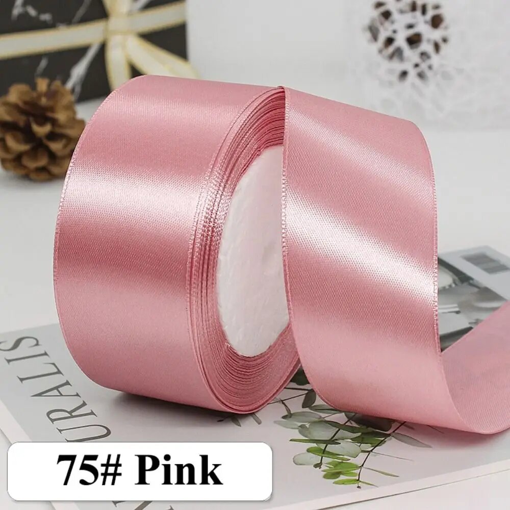 Блестящие атласные ленты полиэстер 22м 4см темные цвета Розовый, Pink