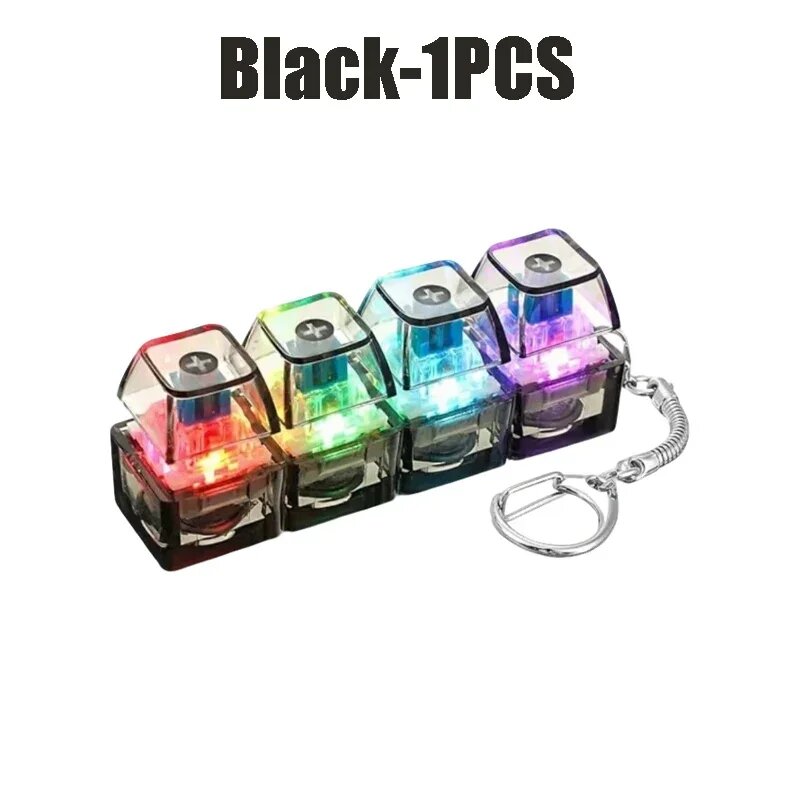 Антистрессовый брелок-клавиатура Supstem 4 кнопки RGB Transparent Black