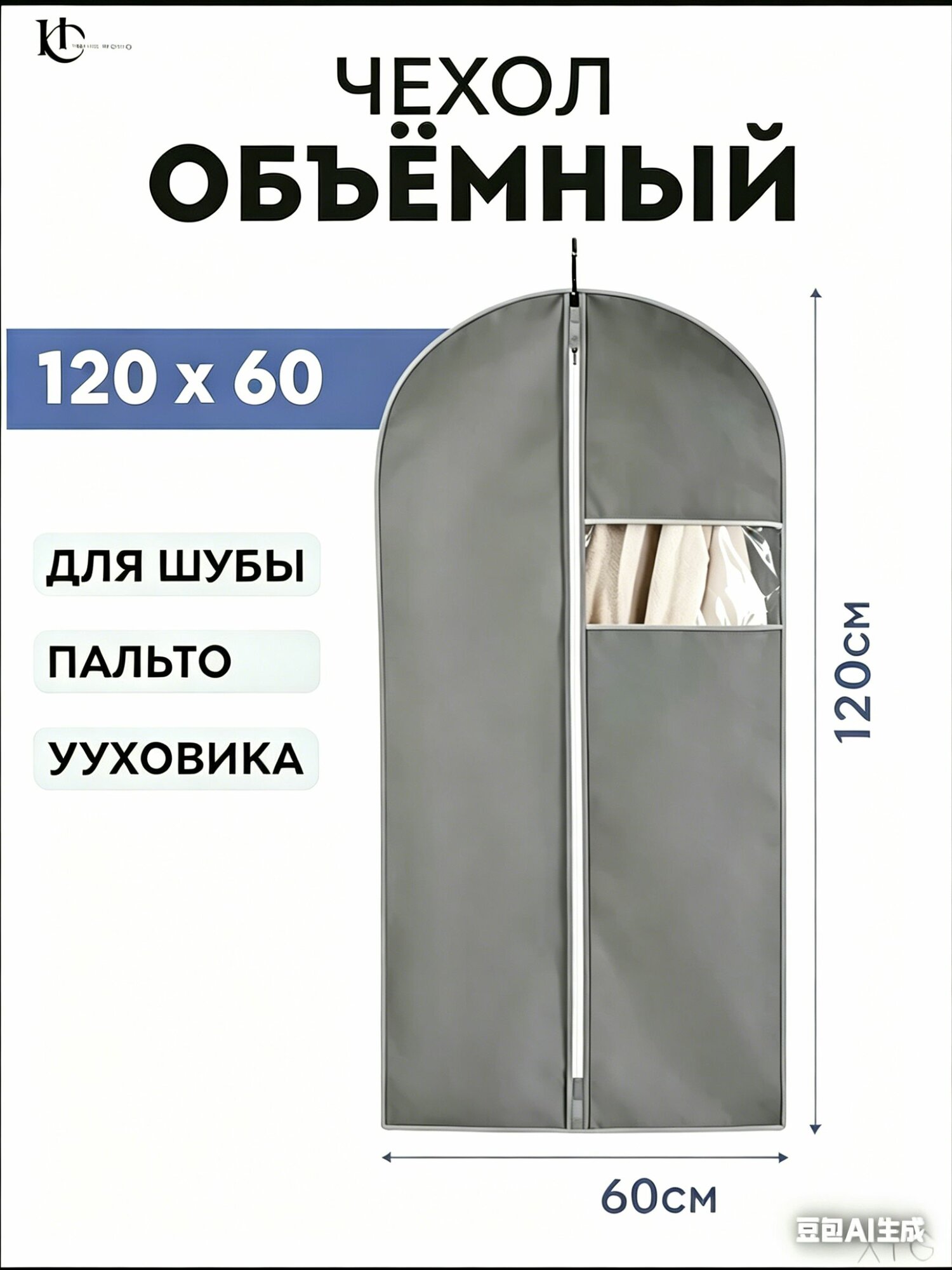 Чехол для одежды, 120 см х 60, 1 шт