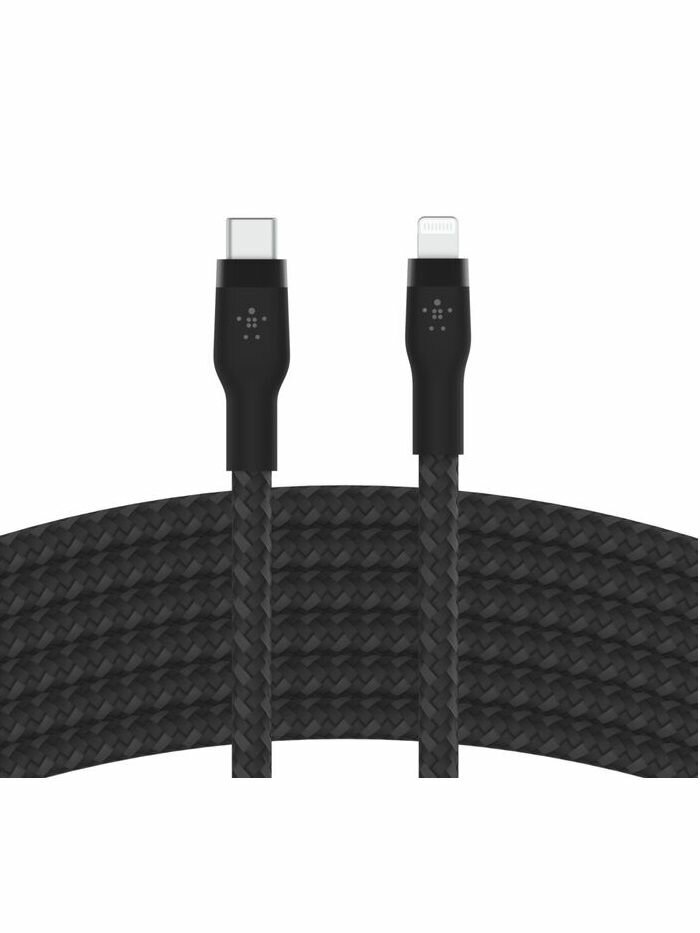 Кабель Belkin BoostCharge PRO Flex USB-C-Lightning Braided Silicone Cable. Длина: 3м. Цвет: черный