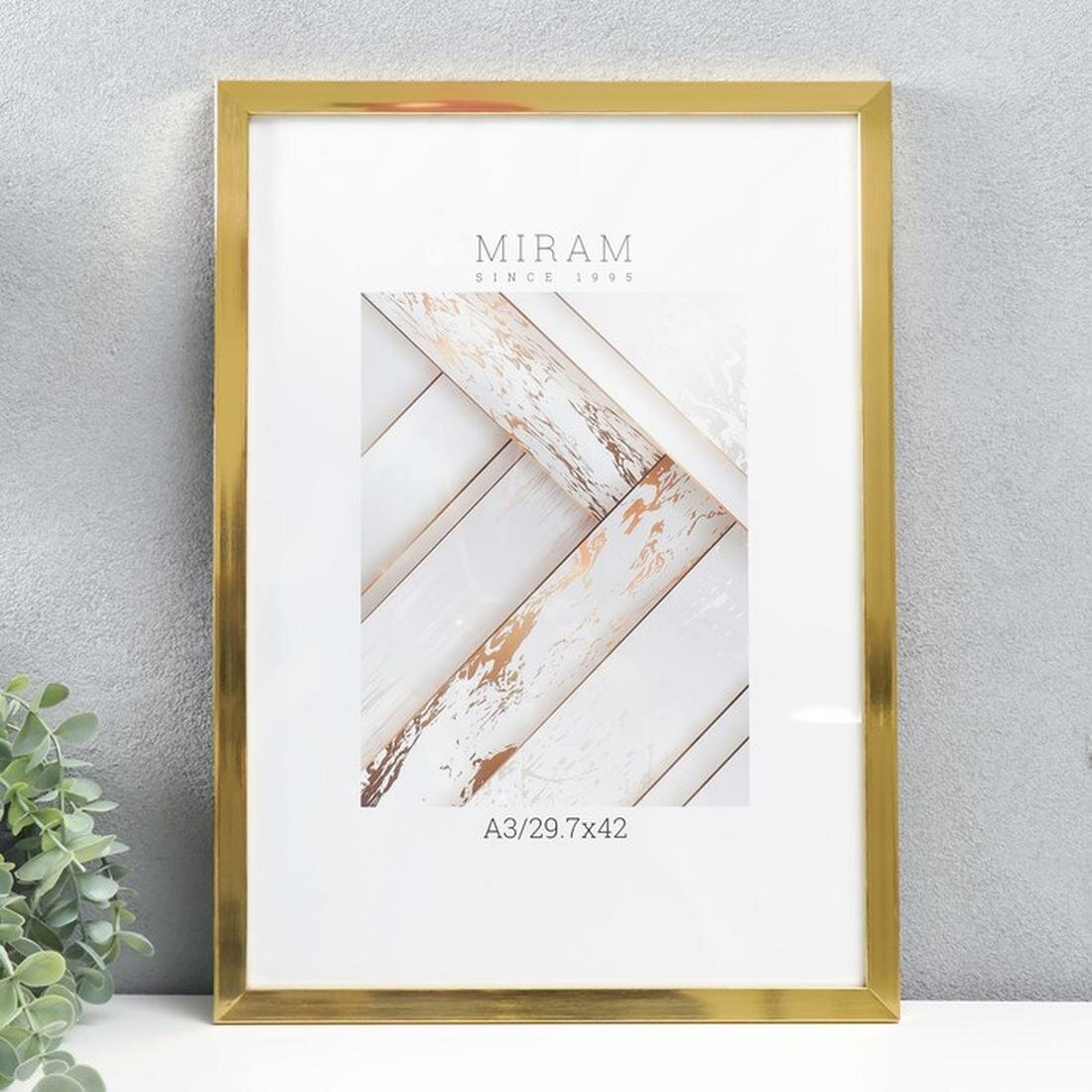 Фоторамка пластик "мирам" 29.7х42 см, (A3) золото (пластиковый экран)