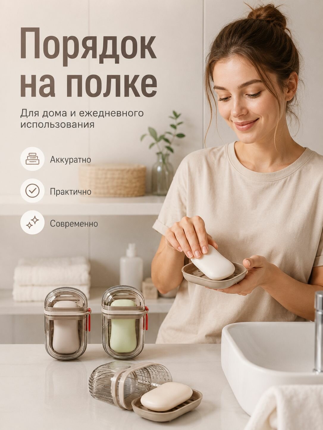 Мыльница с крышкой и сливным лотком, дорожный контейнер для мыла, компактная мыльница для ванной и поездок