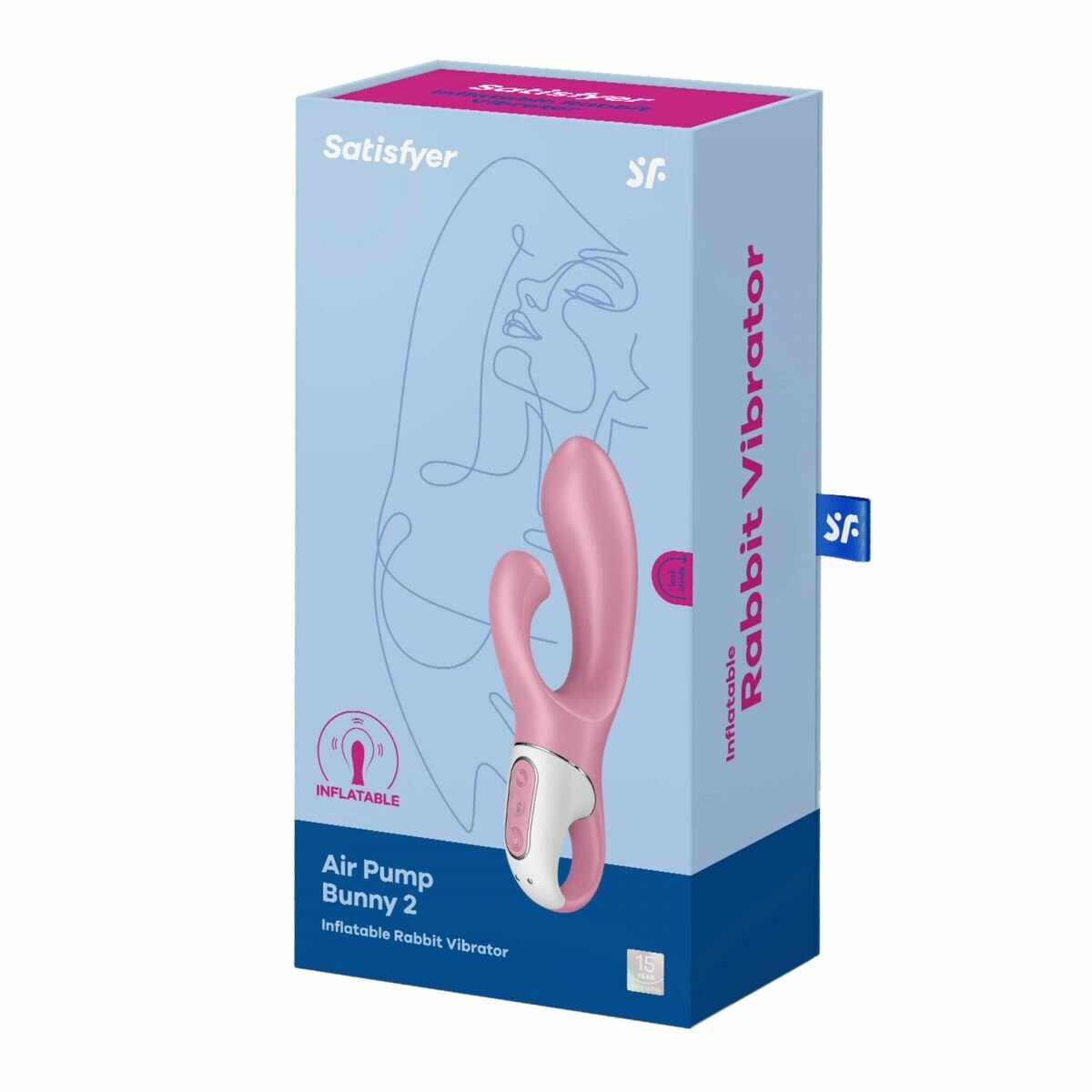 Вибратор-кролик с расширением Air Pump Bunny 2 - 20,4 см, Германия, Satisfyer, розовый