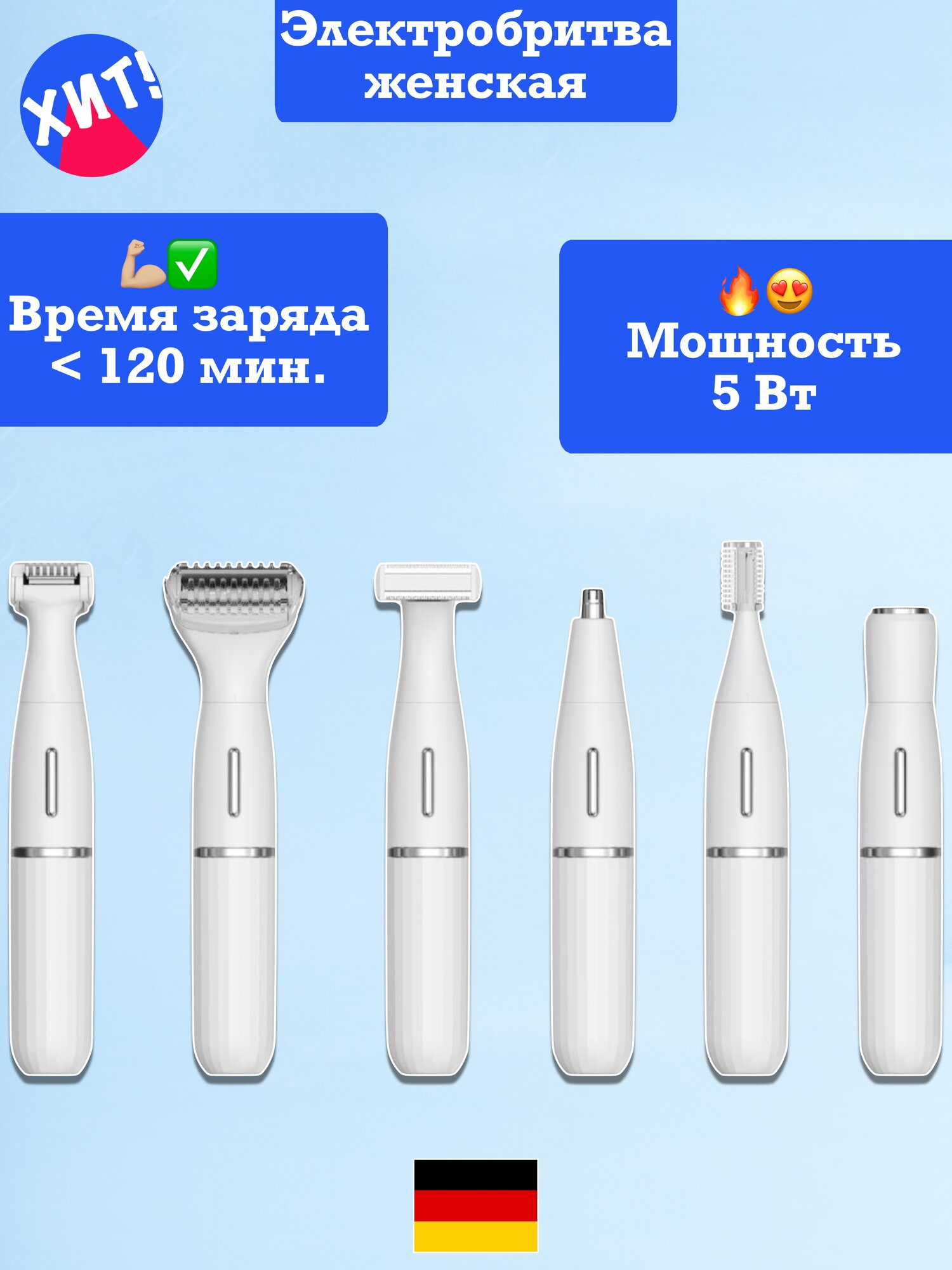 OULEMEI Электробритва Бритва триммер машинка для стрижки волос подарок девушке, белый, светло-серый