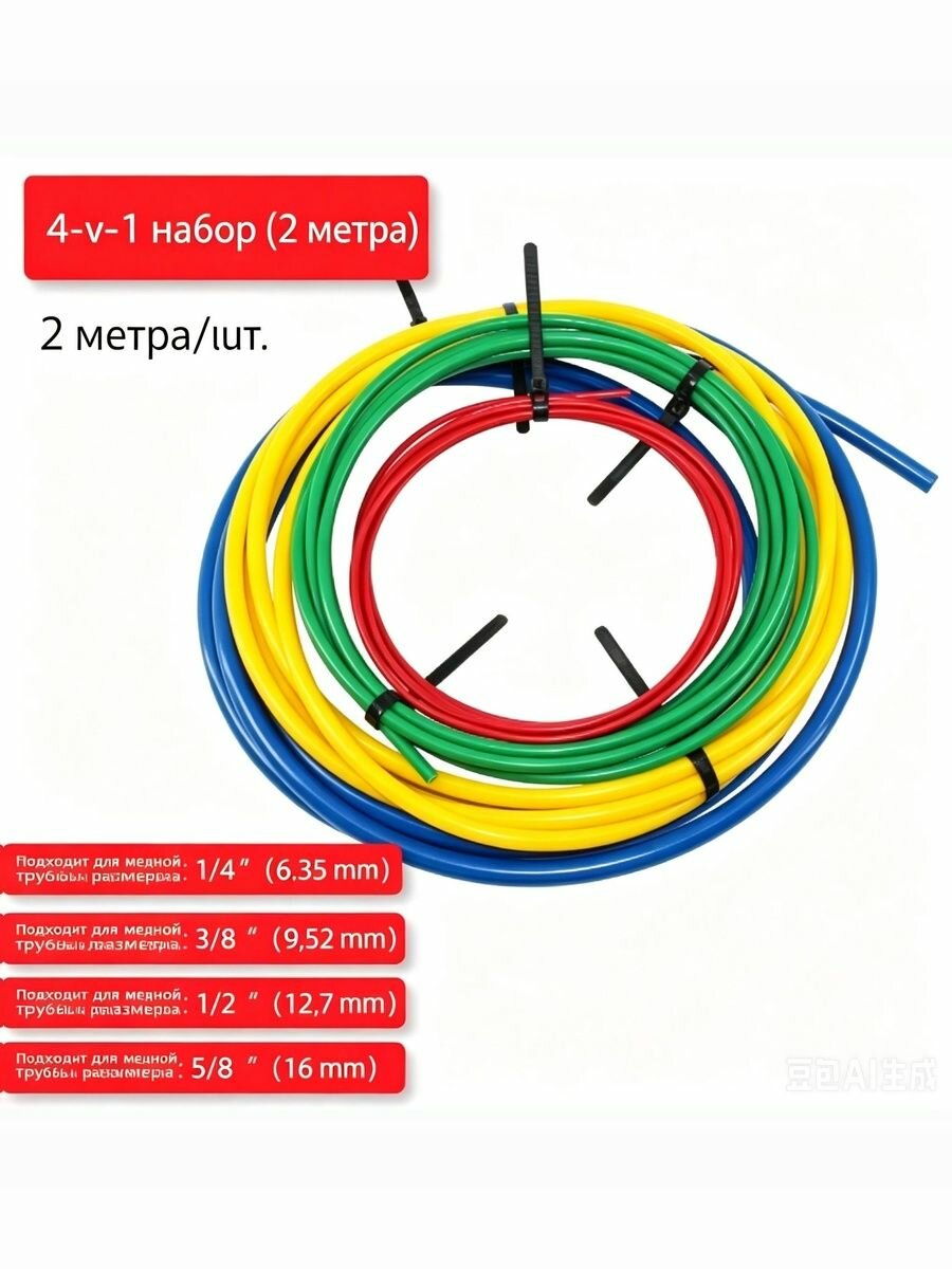 Пружинный трубогиб внутренний для медных и алюминиевых труб, комплект размеров 1/4, 3/8, 1/2, 5/8 дюйма, длина пружины 2 м, для HVAC и монтажа кондиционеров, без заломов, с сумкой для хранения