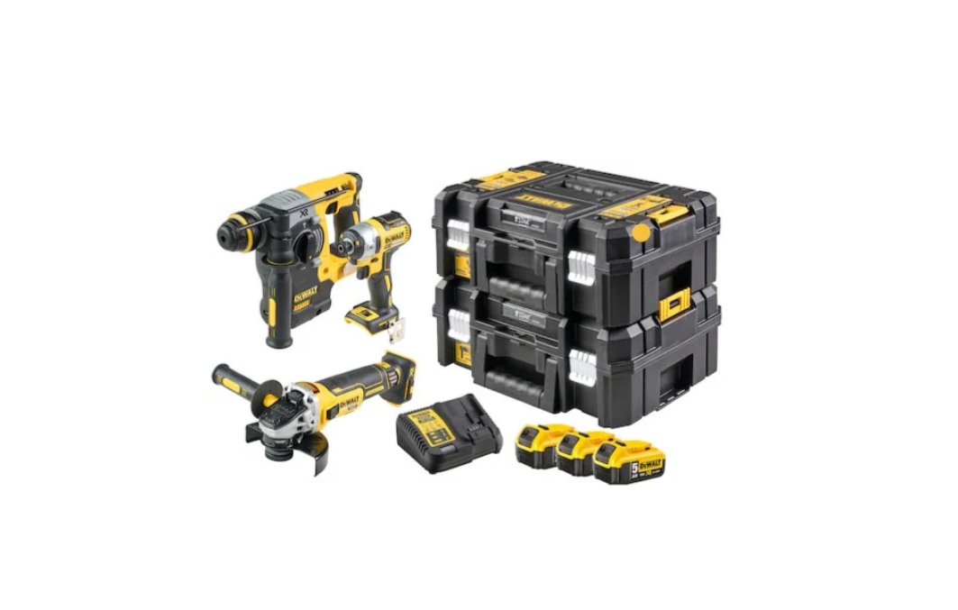 Набор электроинструментов DeWalt DCK305P3T (перфоратор, винтоверт, болгарка, 3 АКБ, кейс)