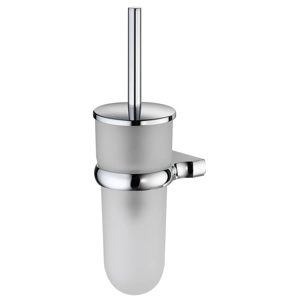 Ершик для унитаза Wasserkraft Berkel K-6827 настенный, латунный, стеклянный, хром, закрытый, с подставкой