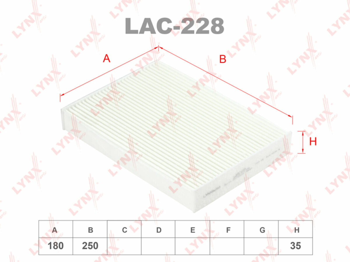 Lac-228 Фильтр Салонный Lynxauto (LYNX LAC-228)