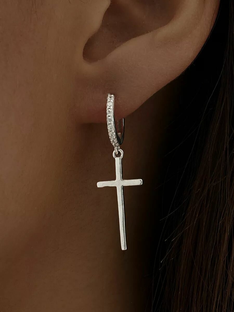 Серьги, 925 проба, фианит