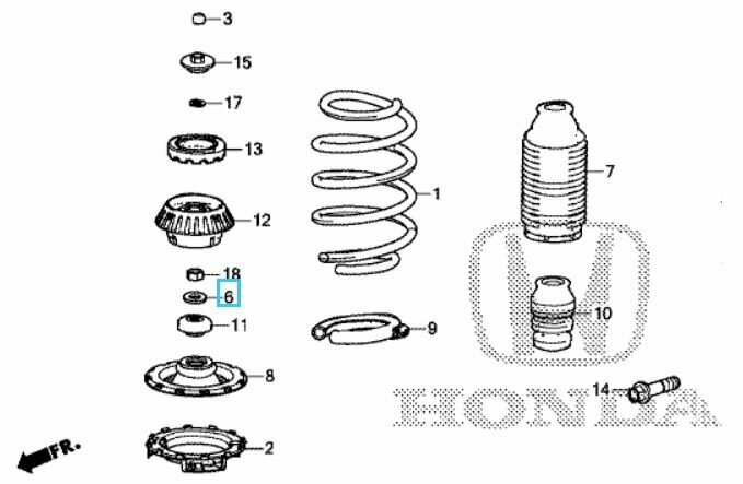 Шайба, передн. крепление амортизатора; Артикул Honda: 51680T7JH01 (Оригинал)