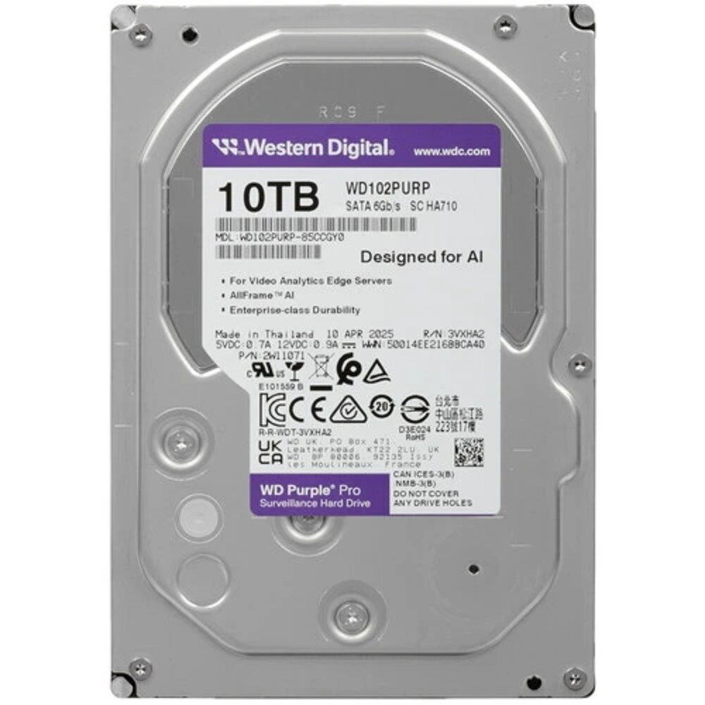 Жесткий диск 10TB WD Purple Pro (WD102PURP) Serial ATA III, 7200- rpm, 512Mb, 3.5"