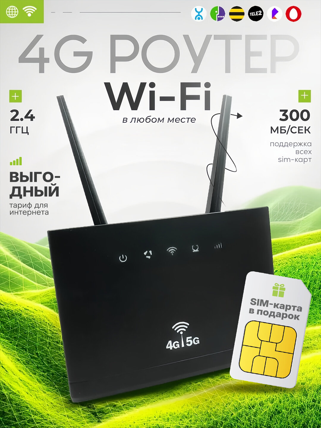 Роутер WiFi 4G для сим карты Prolextech, вай фай для дачи