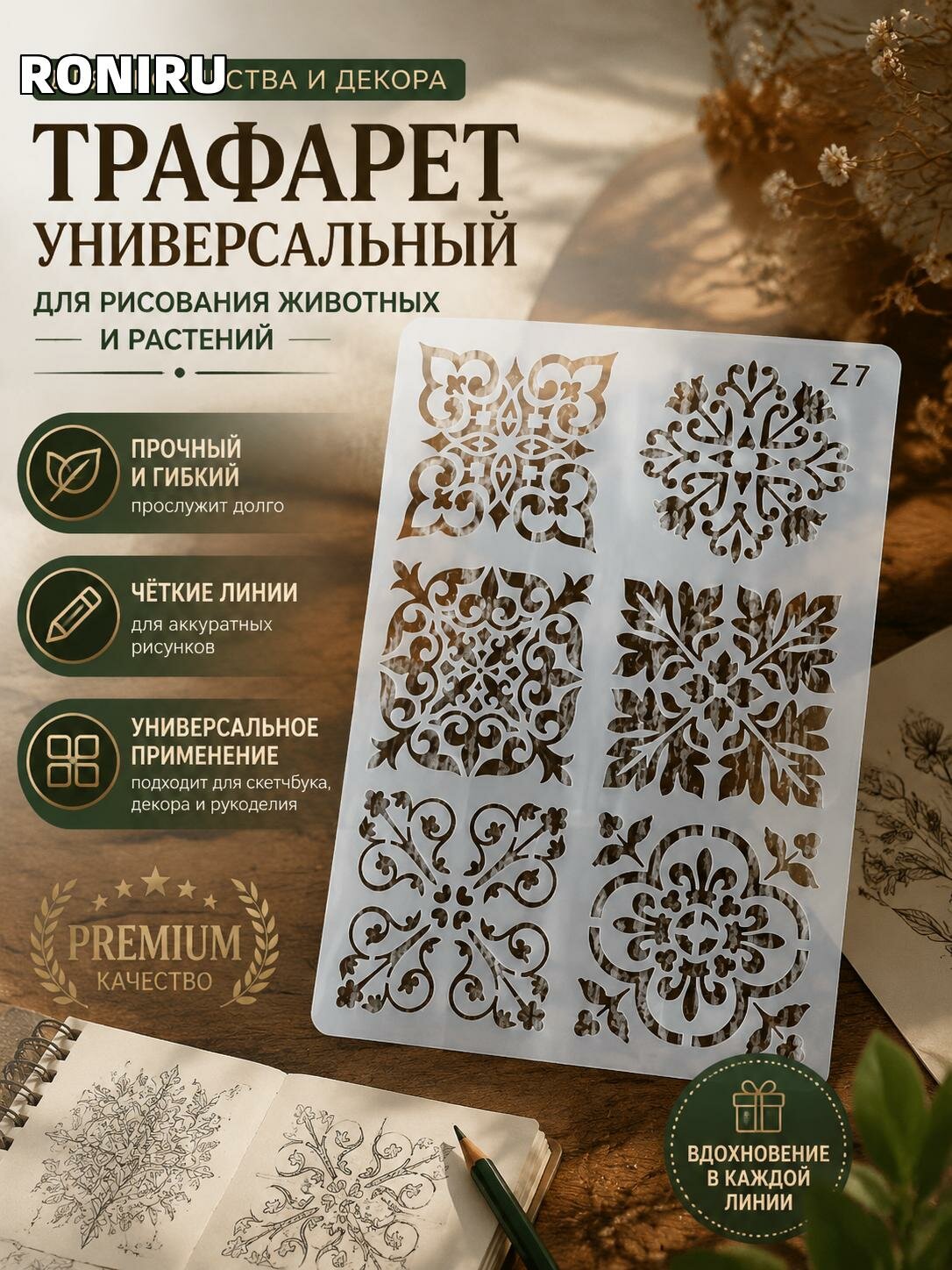Прозрачный молочно-белый шаблон-линейка для рисования животных и растений - универсальный трафарет для скетчбука