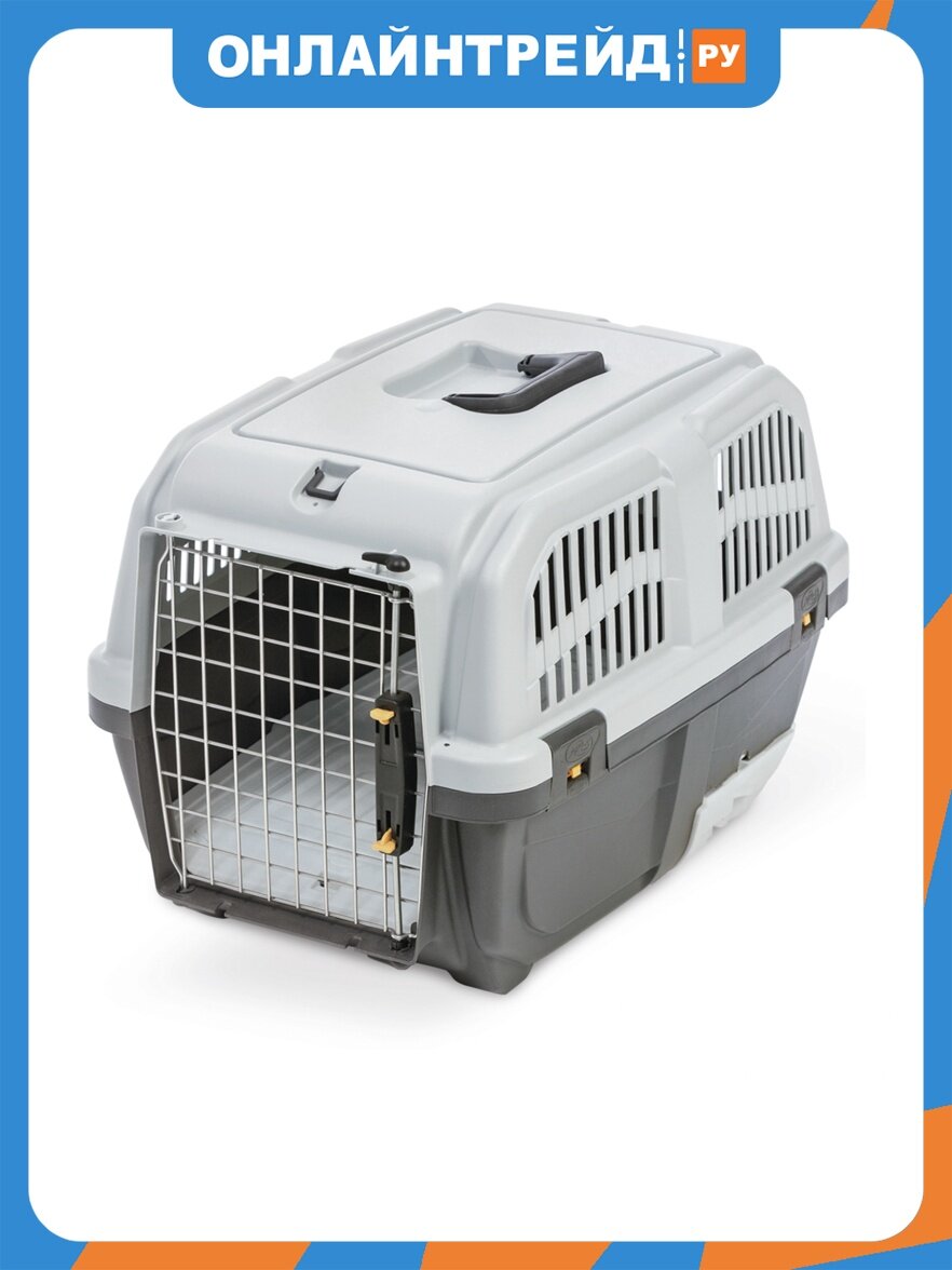 Переноска Mps SKUDO CAT TRAVEL с лотком для наполнителя серая, 60x40x39 см