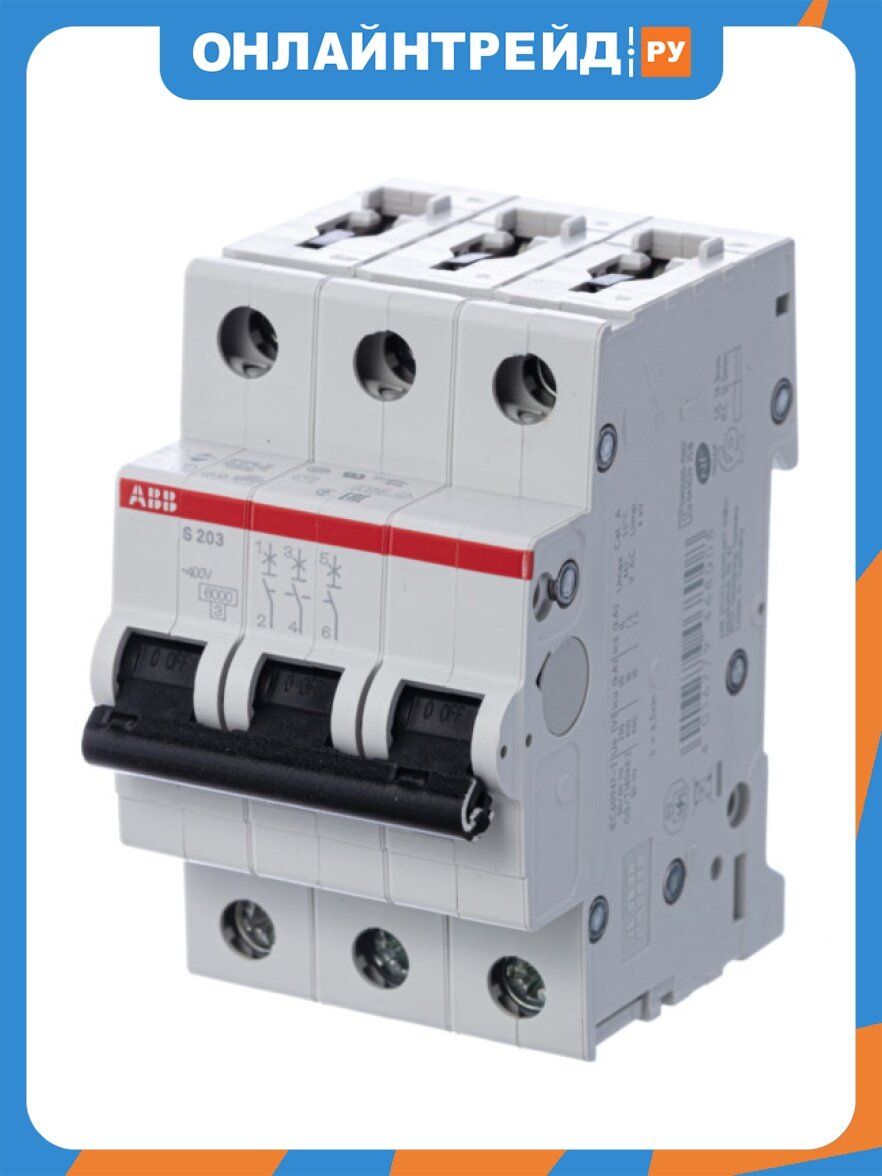 Автоматический выключатель Abb 3P D 25А 6кА S203 D25, 2CDS253001R0251
