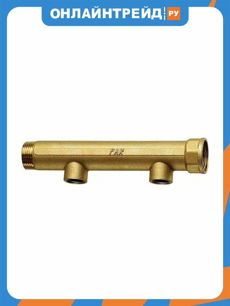 Коллектор Far 1 1/2"(НР-ВР) с 2 отв. 1"ВР (межосев. 100 мм)