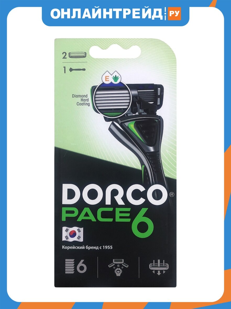 Бритвенный станок Dorco Pace 6, 2 сменные кассеты