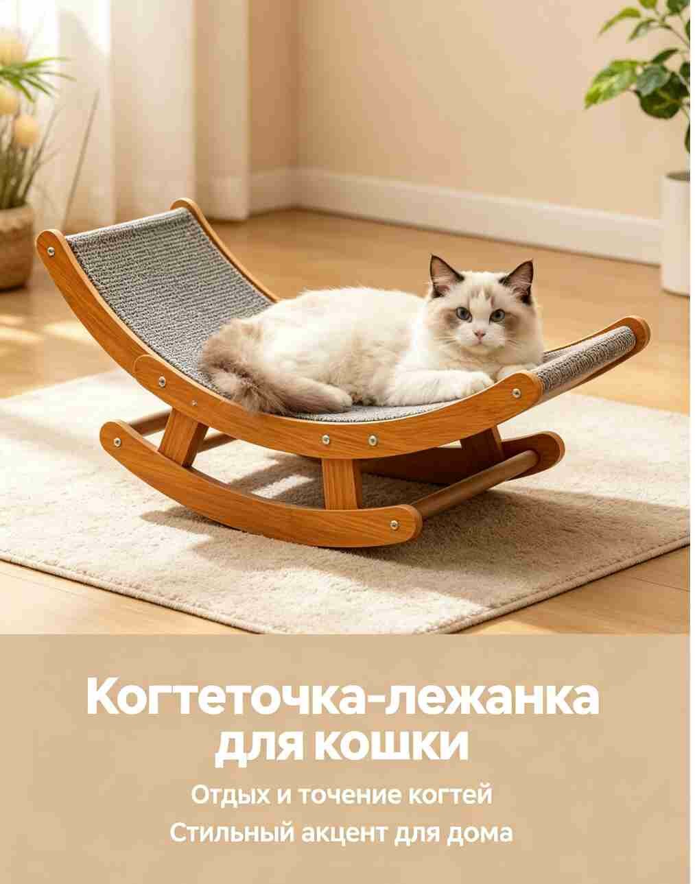 Кроватка-колыбель для кошки из цельного дерева, доска для кошачьих когтеток,59*30*24