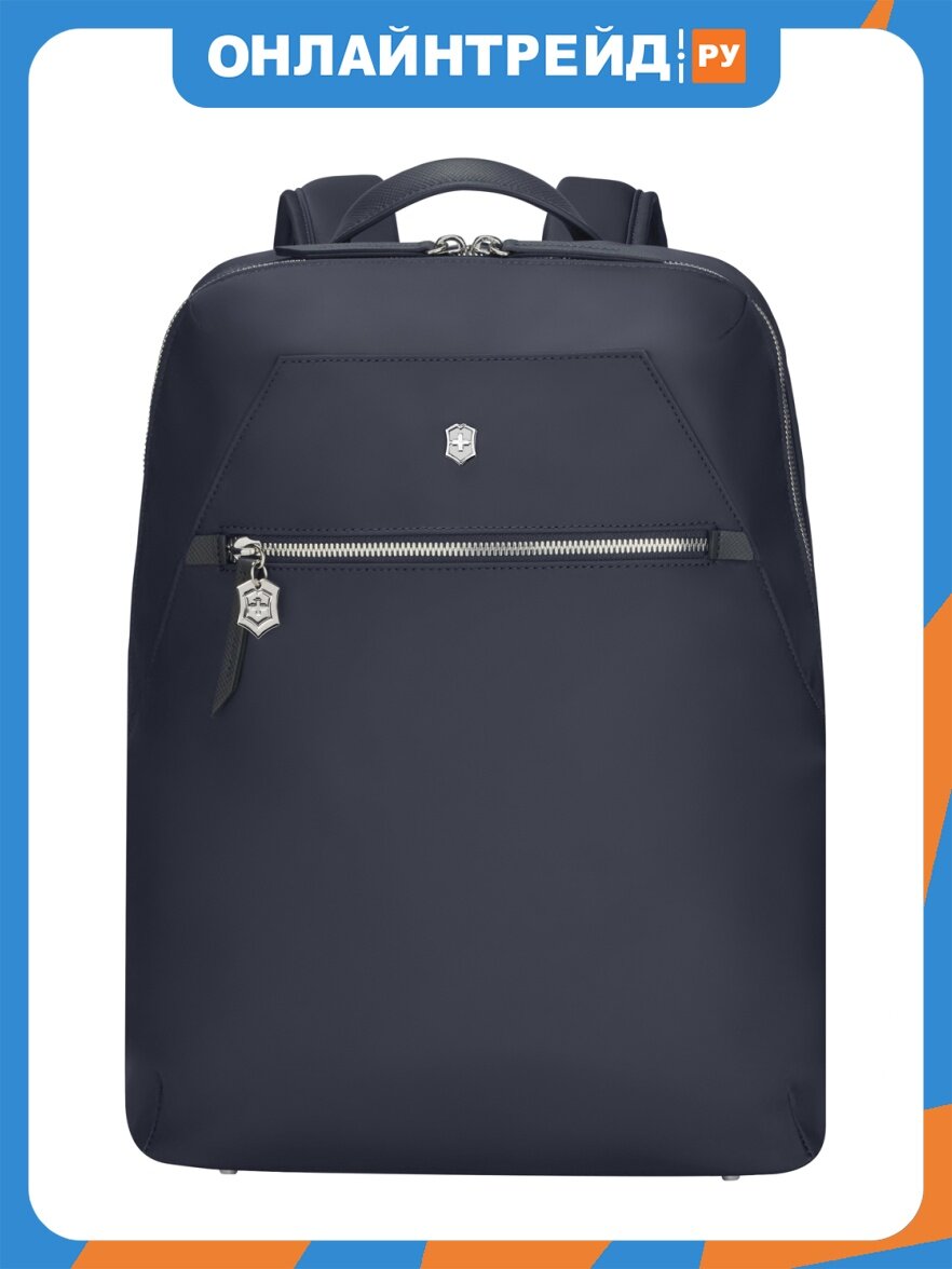 Рюкзак Victorinox Victoria Signature Compact Backpack, синий, нейлон/кожа, 30x16x38 см