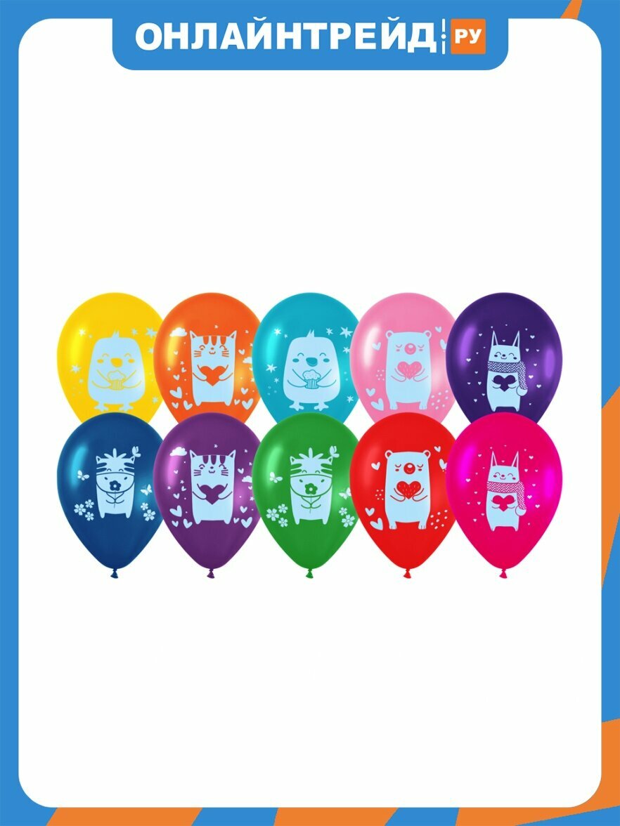 Воздушные шары Meshu М12/30см, Kids friends, пастель, ассорти, 50 штук
