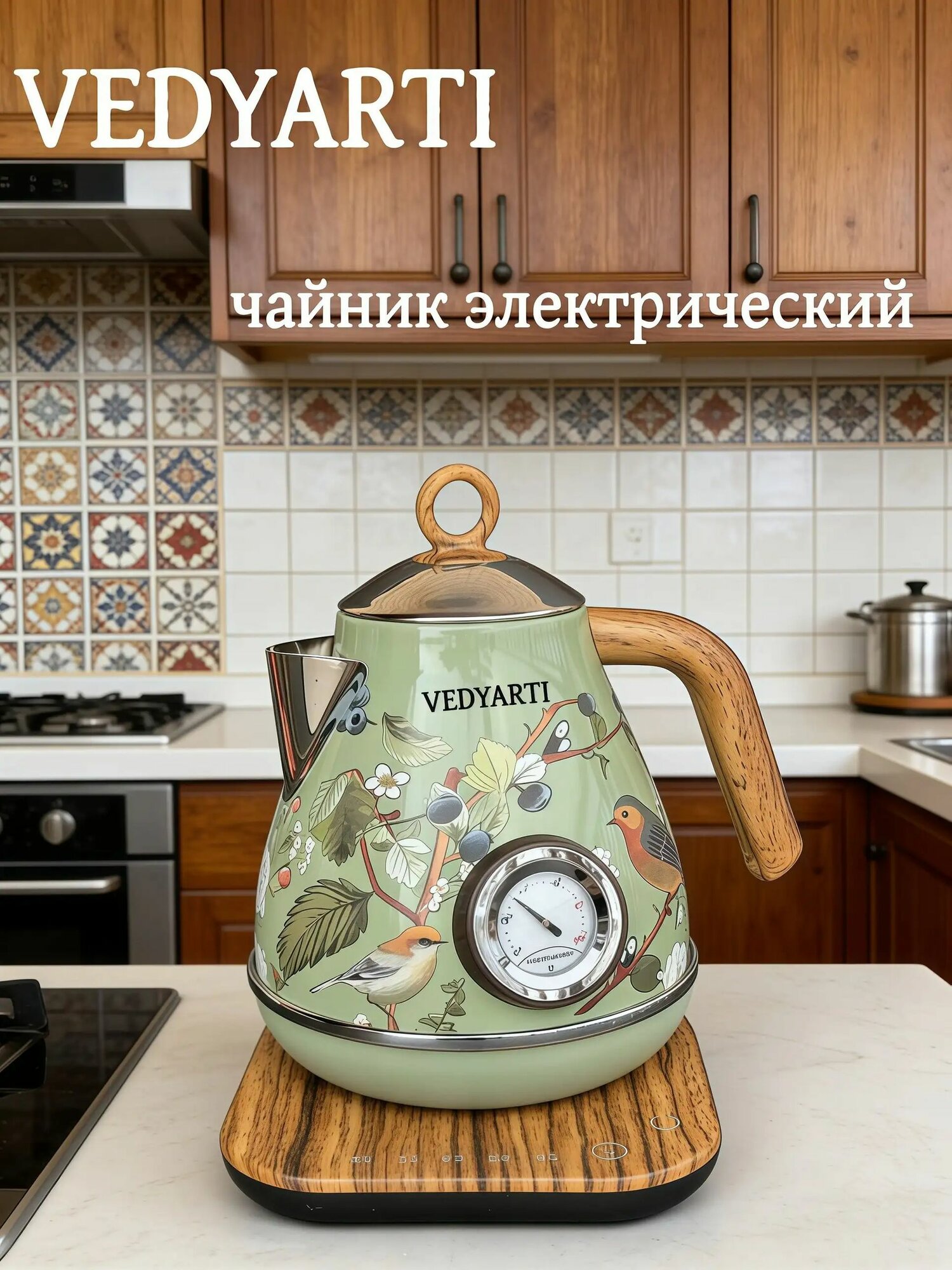 Электрический чайник 6771, хаки, темно-зеленый-YL