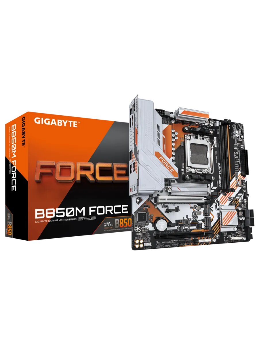 Материнская плата Gigabyte B850M FORCE, AM5 AMD B850 2xDDR5 mATX, черный/белый