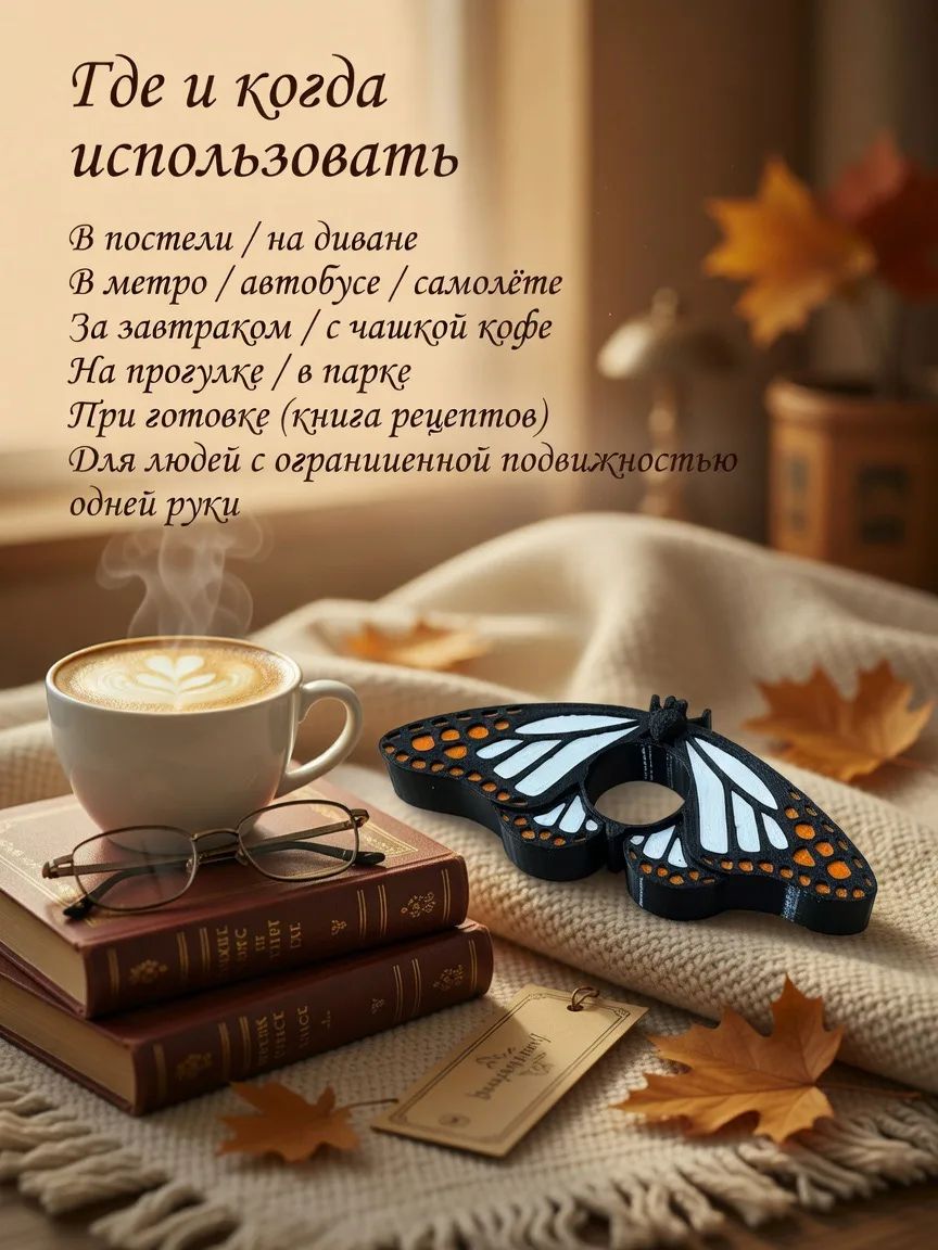 Держатель для страниц книги в виде бабочки/приспособление для зажима страниц — фото 1