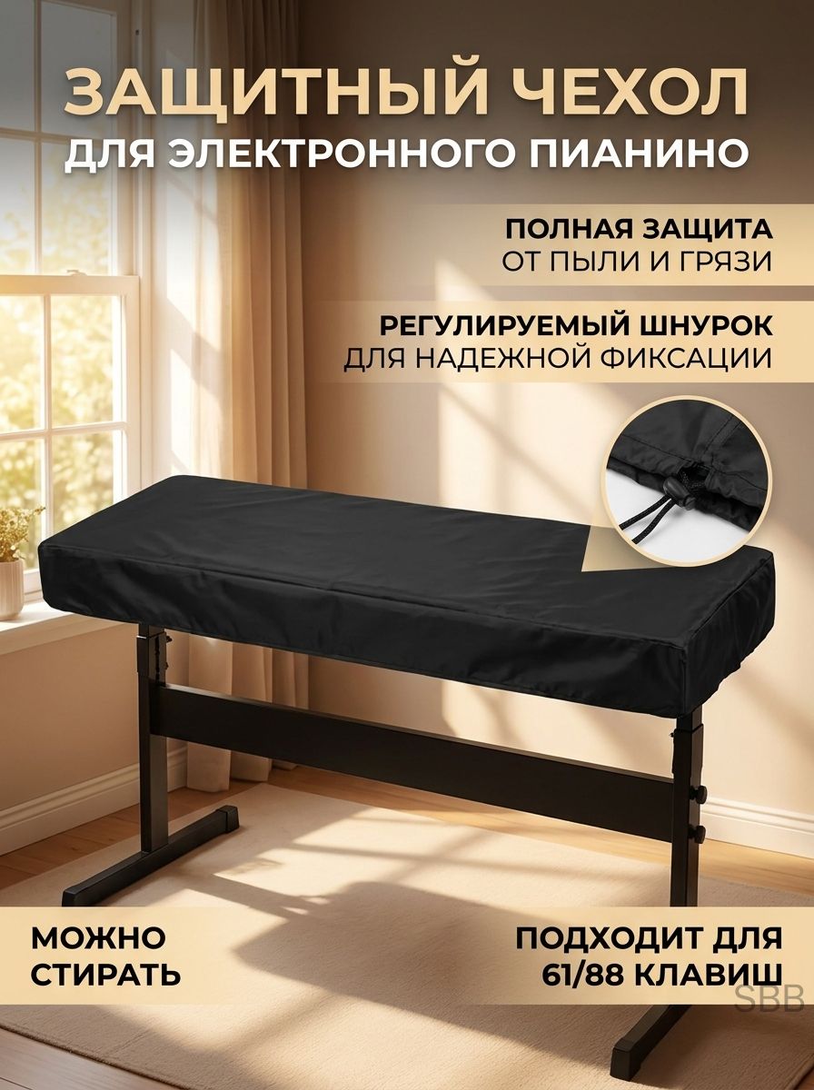 Чехол для 88-клавишного синтезатора с затягивающимися шнурками