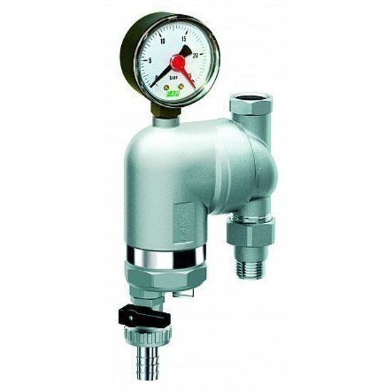 Фильтр Far 100мкм, с магн. встав, с манометром, Max: 95 °C, 25 бар, поворот. соед. 3/4" ВР-НР