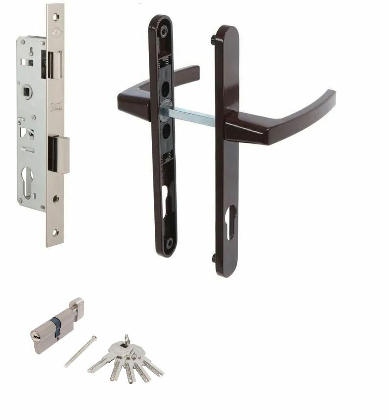 Комплект фурнитуры для калитки Kale Kilit 8017 коричневый, ключ/вертушка