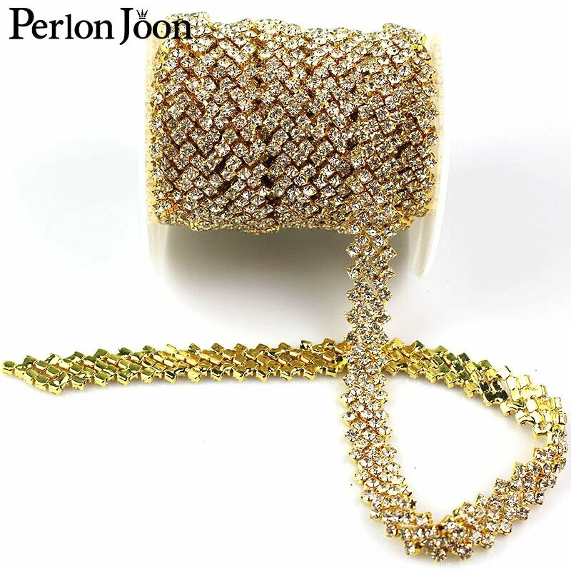 Стразы для обуви Perlon joon ML025 1 yard, Желтый, Gold